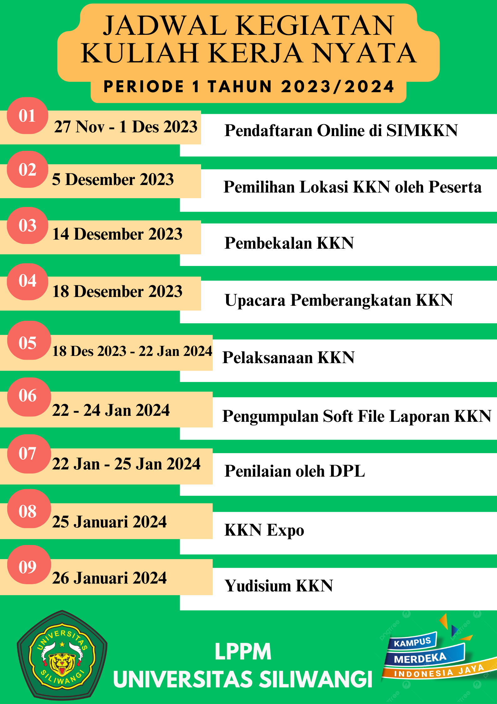 Jadwal Kegiatan Kuliah Kerja Nyata Periode I Tahun 2023/2024 Serta ...